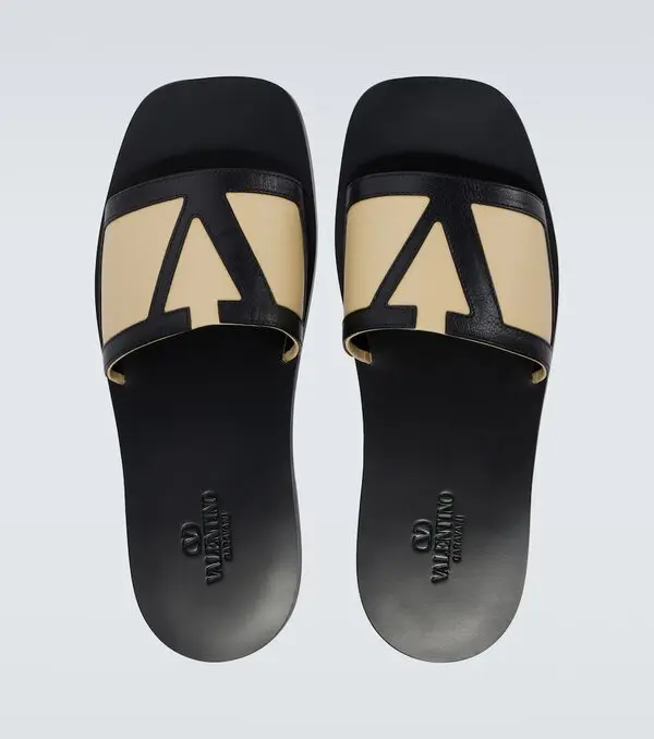 Valentino Garavani Vlogo Leather Slides