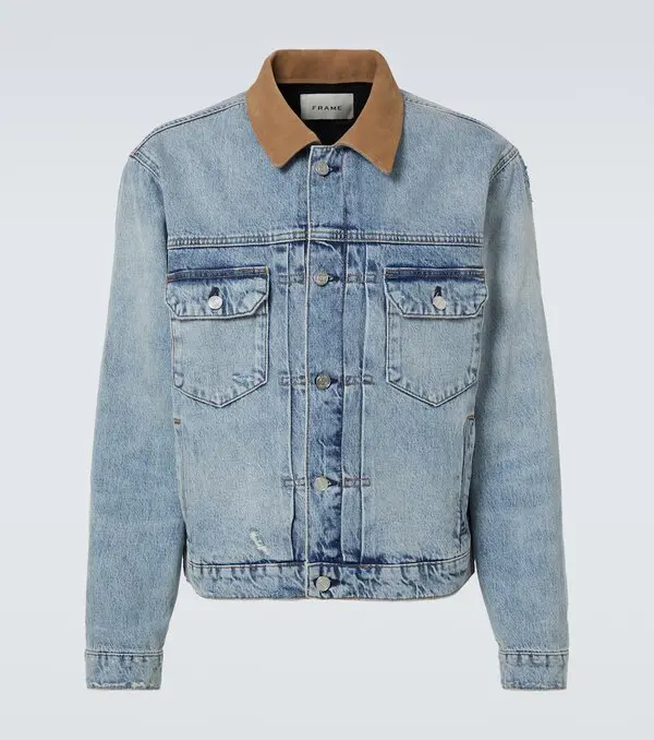 FRAME Distressed Denim Jacket - Blue