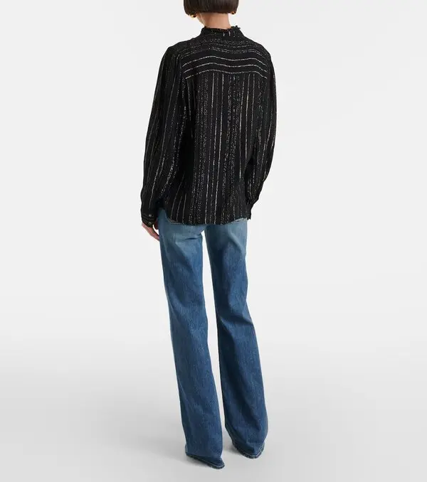Velvet By Graham & Spencer Striped Lamé Blouse