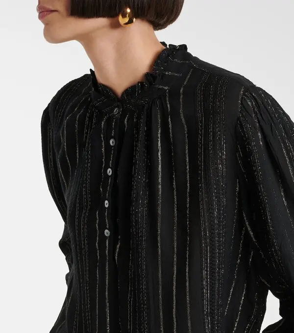 Velvet By Graham & Spencer Striped Lamé Blouse