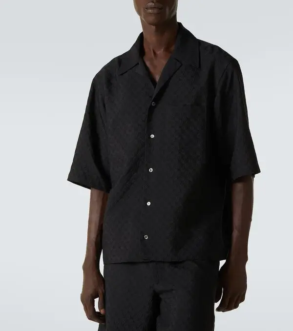 Alexander McQueen Skull Jacquard Bowling Shirt - Black