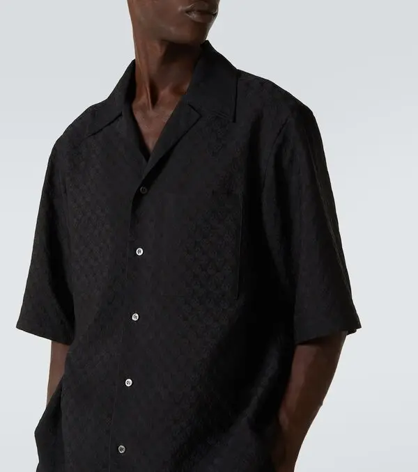 Alexander McQueen Skull Jacquard Bowling Shirt - Black