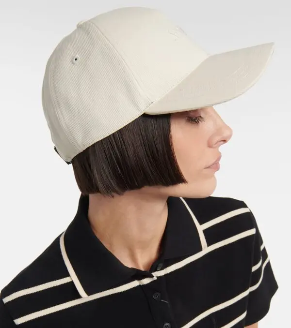 Saint Laurent Logo Embroidered Baseball Cap - White