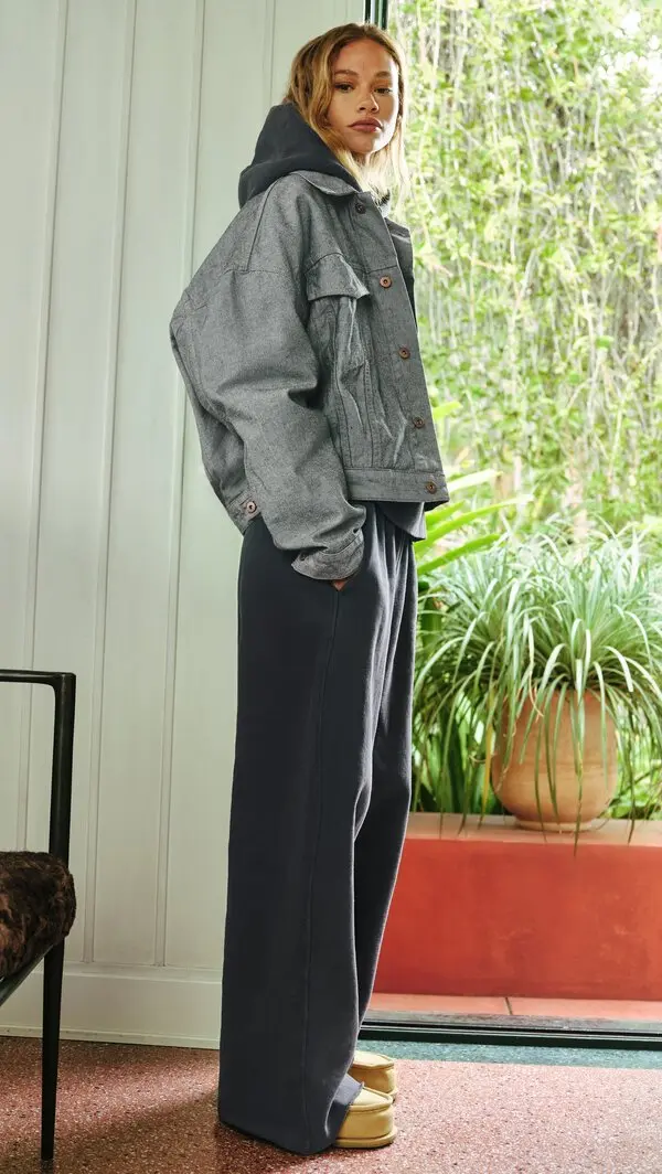 SLVRLAKE Wide Leg Fleece Sweatpants - Charcoal
