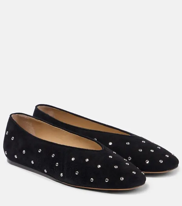 Le Monde Beryl Regency Embellished Suede Ballet Flats