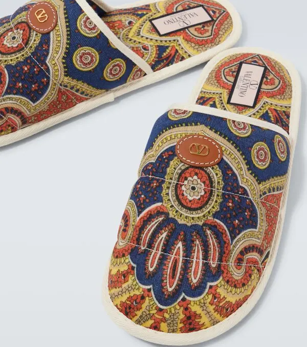 Valentino Garavani Paisley Denim Slides - Multicoloured