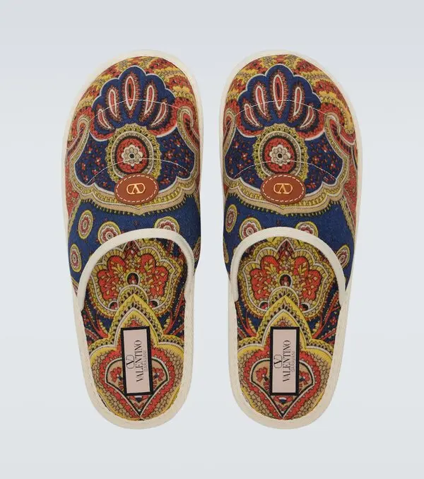 Valentino Garavani Paisley Denim Slides - Multicoloured