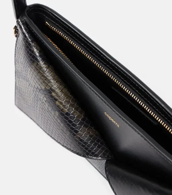 Coperni Snake-effect Leather Shoulder Bag - Black