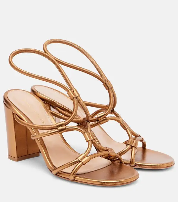 GIANVITO ROSSI Leather Strappy Heeled Sandals - Brown