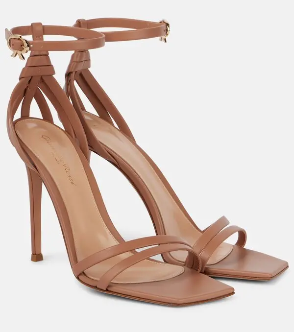 GIANVITO ROSSI Leather Heeled Sandals - Brown