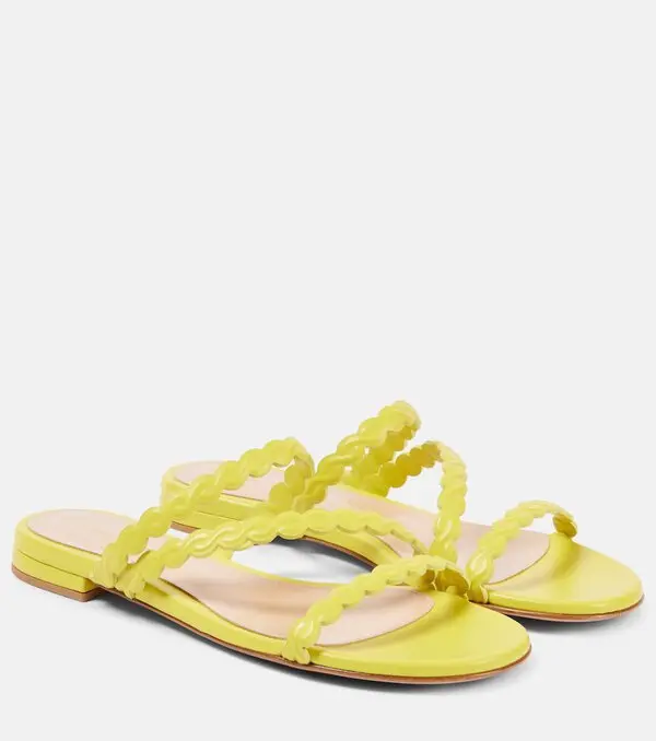 GIANVITO ROSSI Leather Strappy Heeled Sandals - Yellow