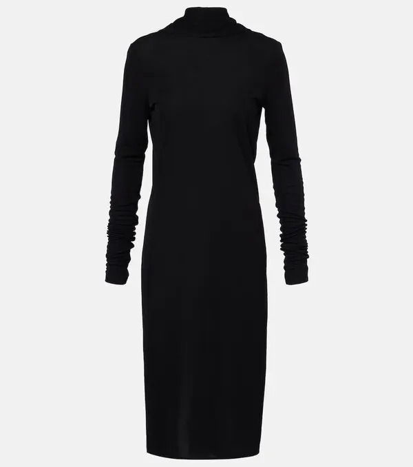 TOTEME Draped Jersey Midi Dress - Black