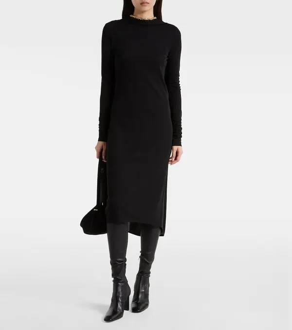 TOTEME Draped Jersey Midi Dress - Black