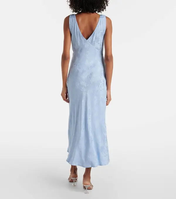 Rixo Sandrine Floral Jacquard Midi Dress - Blue