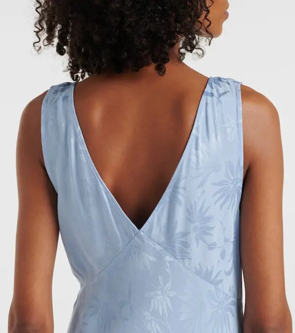 Rixo Sandrine Floral Jacquard Midi Dress - Blue