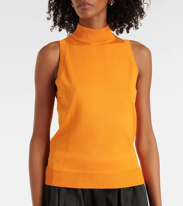 Carolina Herrera Knitted Silk And Cotton Turtleneck Top