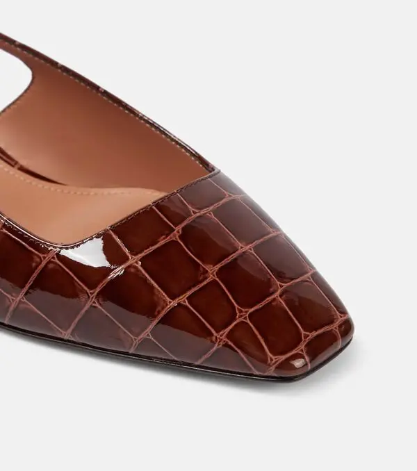 AQUAZZURA Ginza 35 Leather Slingback Pumps - Brown