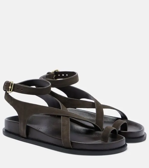 A.emery Jalen Slim Suede Sandals - Brown