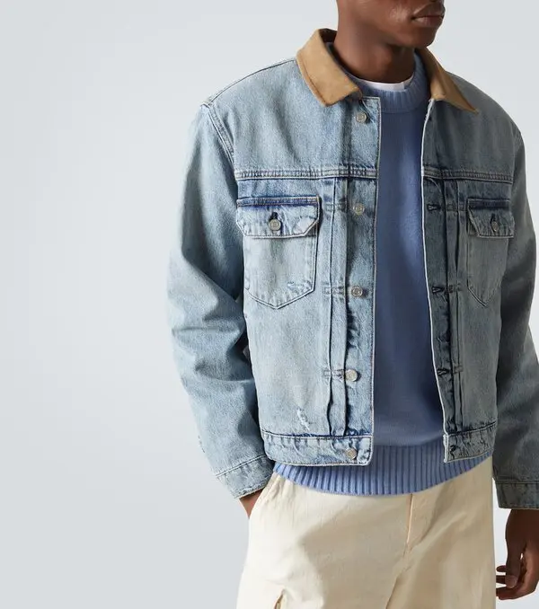 FRAME Distressed Denim Jacket - Blue