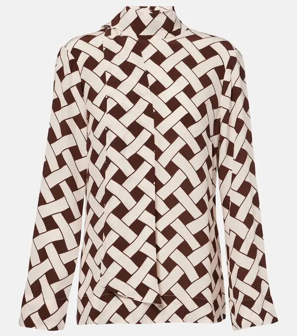 Rixo Libra Printed Tie-neck Blouse