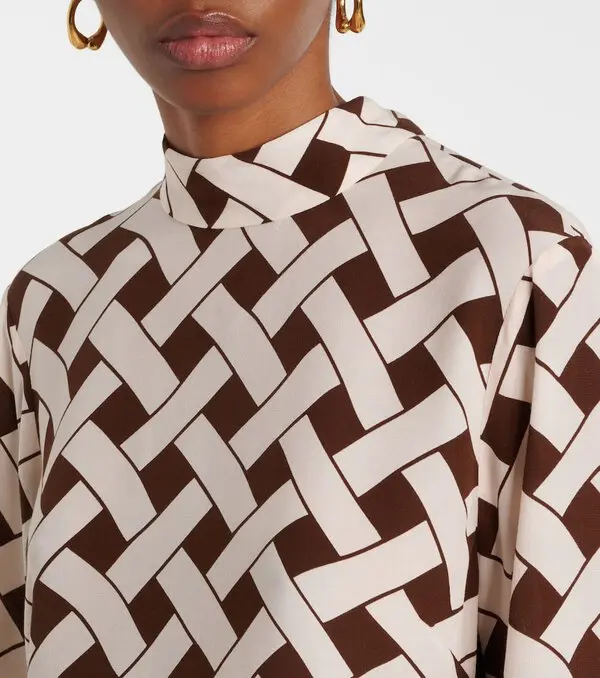 Rixo Libra Printed Tie-neck Blouse