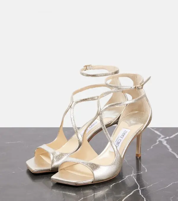 JIMMY CHOO Azie 75 Glitter Leather Sandals