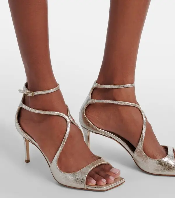 JIMMY CHOO Azie 75 Glitter Leather Sandals