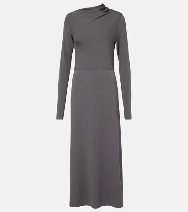TOTEME Draped Jersey Midi Dress - Grey
