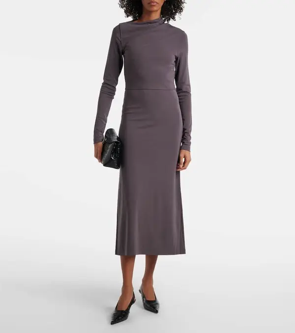 TOTEME Draped Jersey Midi Dress - Grey