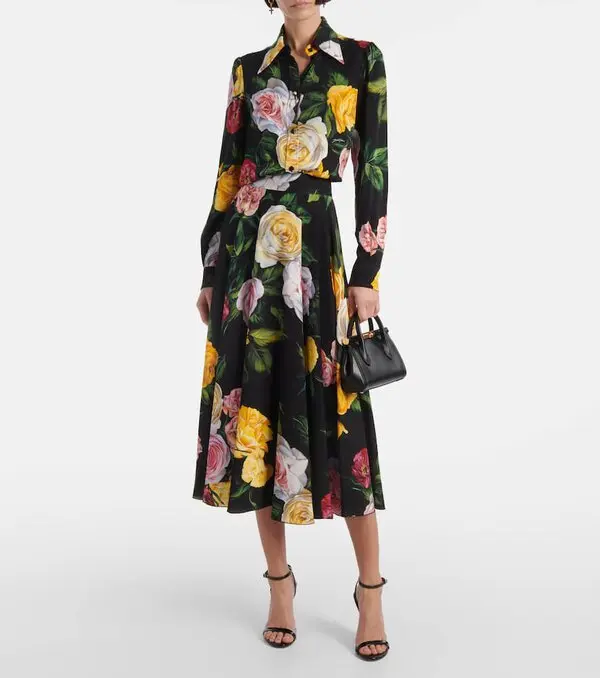 Dolce & Gabbana Floral Silk-blend Charmeuse Shirt