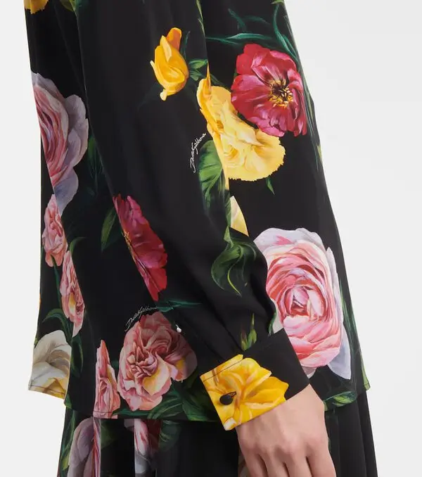 Dolce & Gabbana Floral Silk-blend Charmeuse Shirt