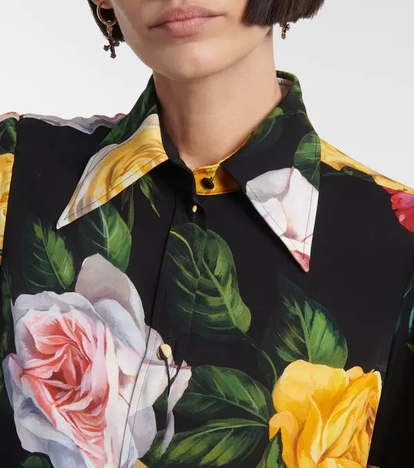 Dolce & Gabbana Floral Silk-blend Charmeuse Shirt