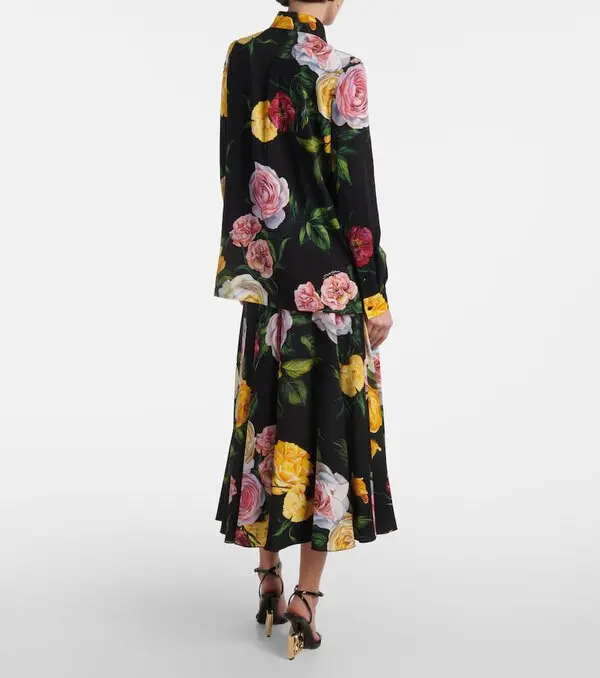Dolce & Gabbana Floral Silk-blend Charmeuse Shirt