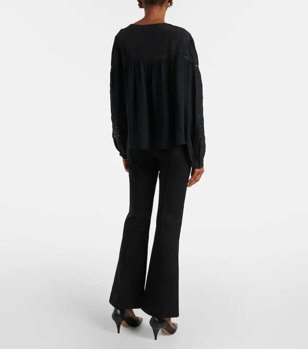 Velvet By Graham & Spencer Libby Open-knit Blouse - Black