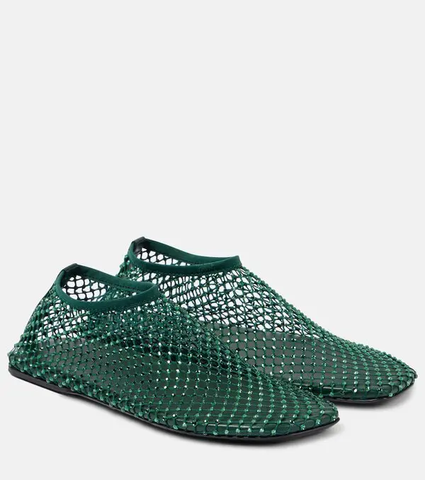 Christopher Esber Minette Crystal-embellished Flats - Green