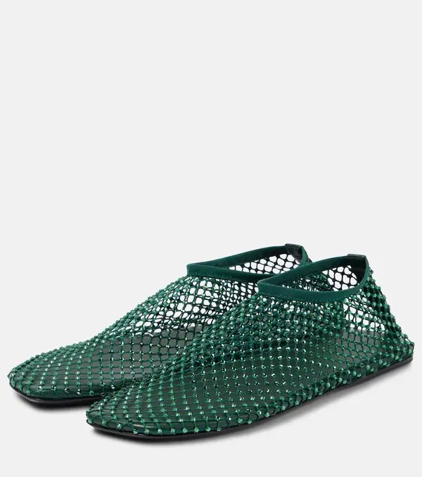 Christopher Esber Minette Crystal-embellished Flats - Green