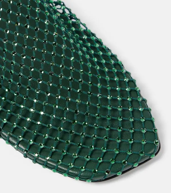 Christopher Esber Minette Crystal-embellished Flats - Green