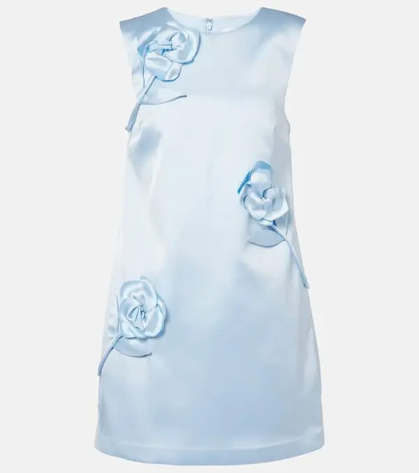 SELF-PORTRAIT Floral-appliqué Satin Minidress