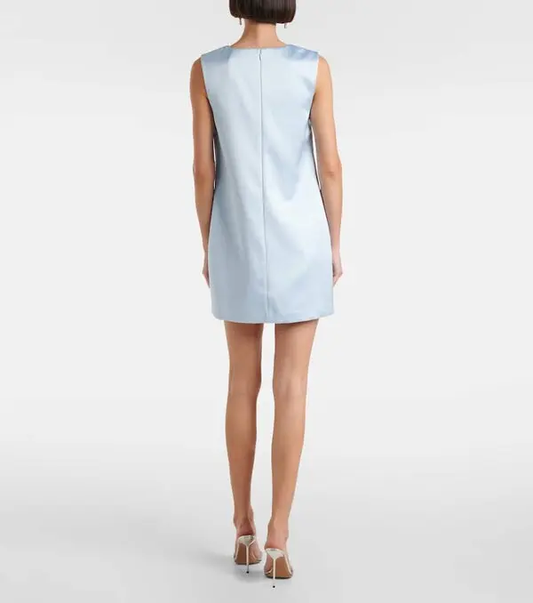 SELF-PORTRAIT Floral-appliqué Satin Minidress