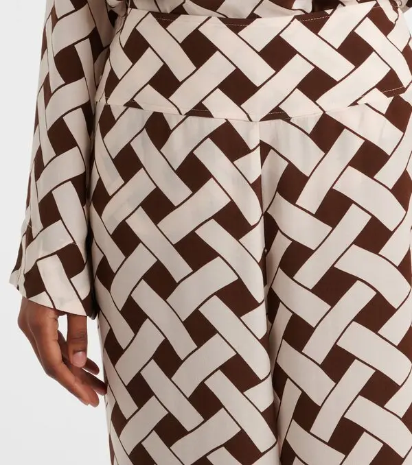 Rixo Isotta Printed Wide-leg Trousers In Diamond Wave Chocolate