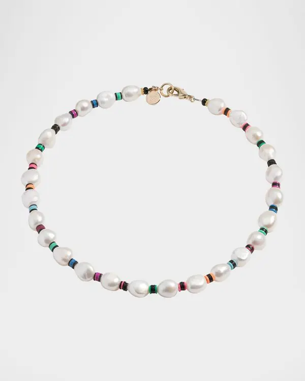 ELSIE FRIEDA Francis Necklace With Freshwater Pearls And Heishi Beads - Taste The Rainbow