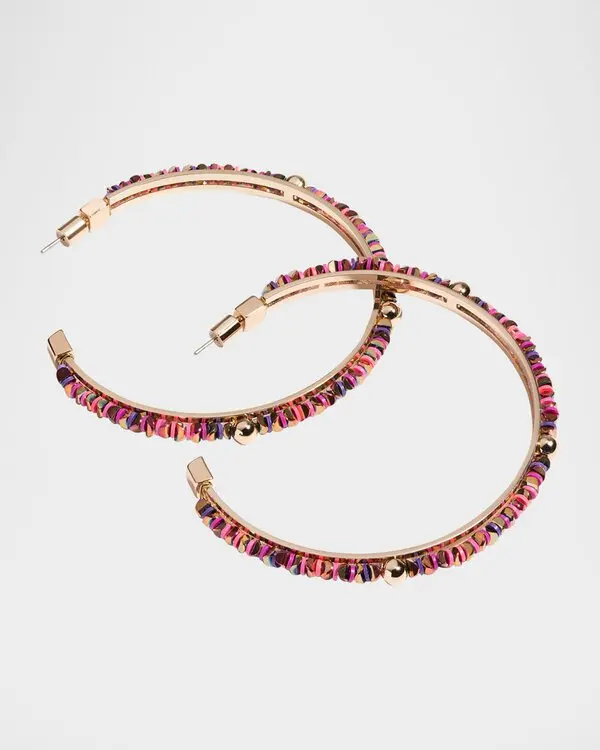ELSIE FRIEDA Beaded Hoop Earrings - Crimson