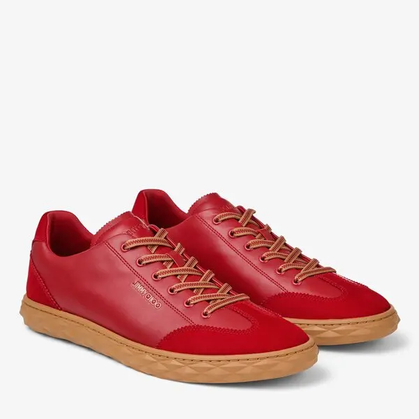 JIMMY CHOO Diamond Light Flex Leather Trainers - Ruby Red