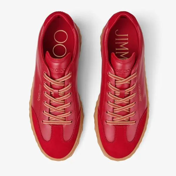 JIMMY CHOO Diamond Light Flex Leather Trainers - Ruby Red