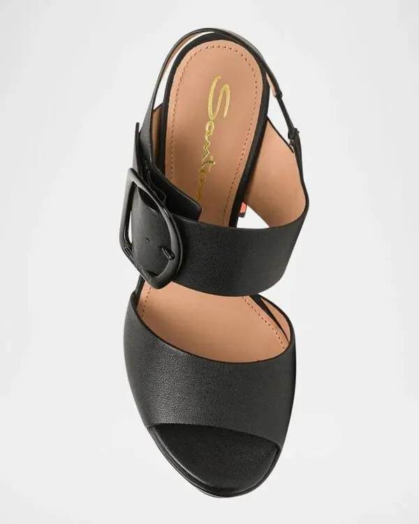 Santoni Bruxel Leather Platform Sandals