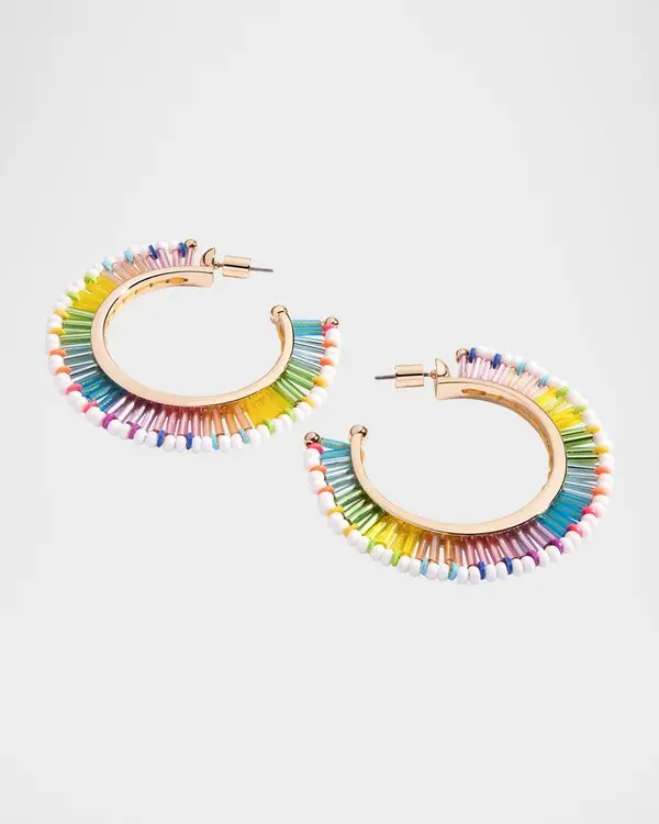 ELSIE FRIEDA Fringe Hoop Earrings - White