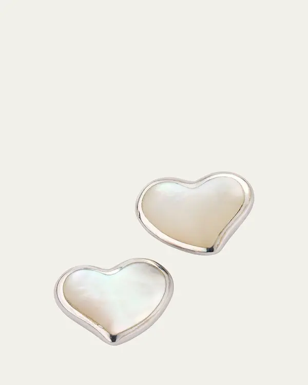 JAN LESLIE Heart Stud Earrings - Mop/silver