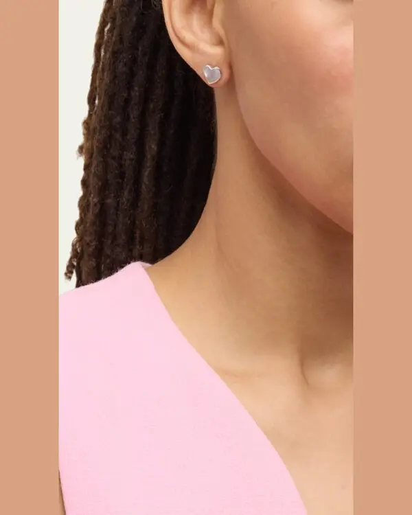 JAN LESLIE Heart Stud Earrings - Mop/silver