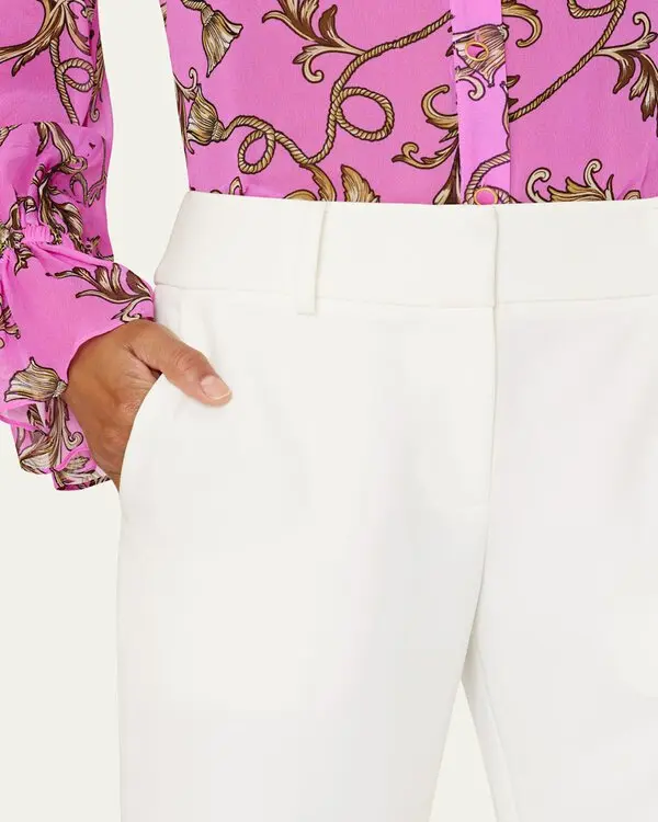 MILLY Nicola Cropped Slim Cady Trousers - Ecru