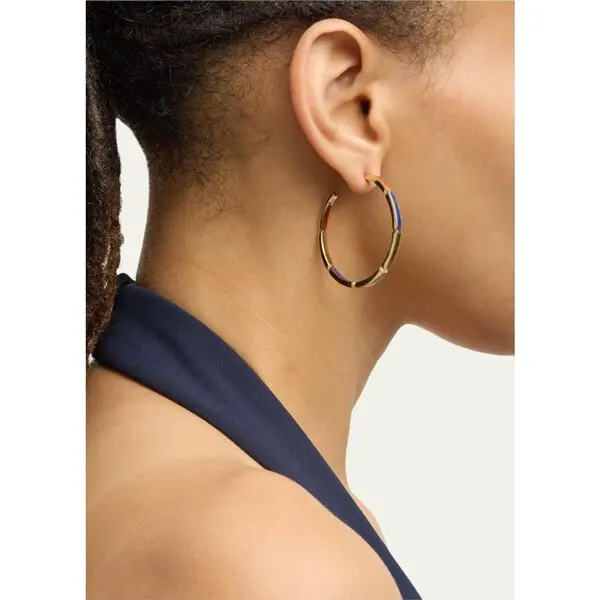 JAN LESLIE Inside Out Gemstone Hoop Earrings - Turquoise